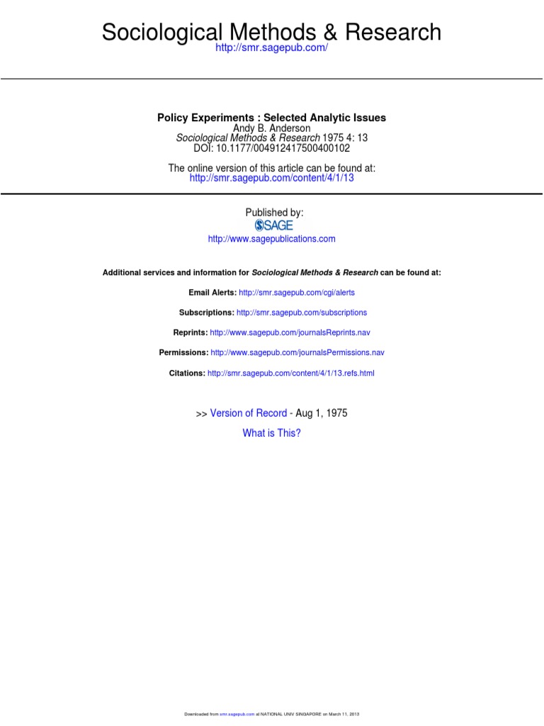 Anderson 1975 | PDF | Experiment | Mathematical Optimization