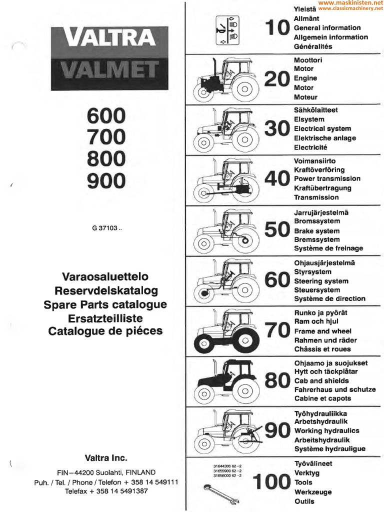 Valtra Valmet 600 700 800 900 Parts Sec Wat | PDF