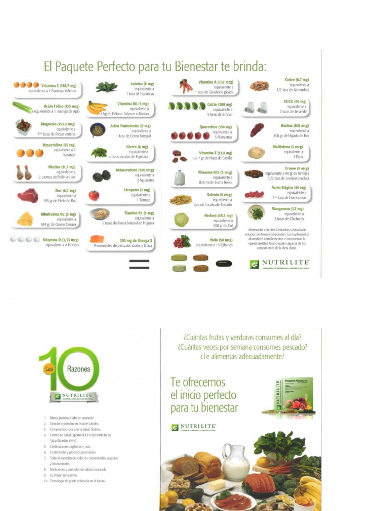 Paq Perfect Nutrilite | PDF | Nutrición | Dieta y nutrición