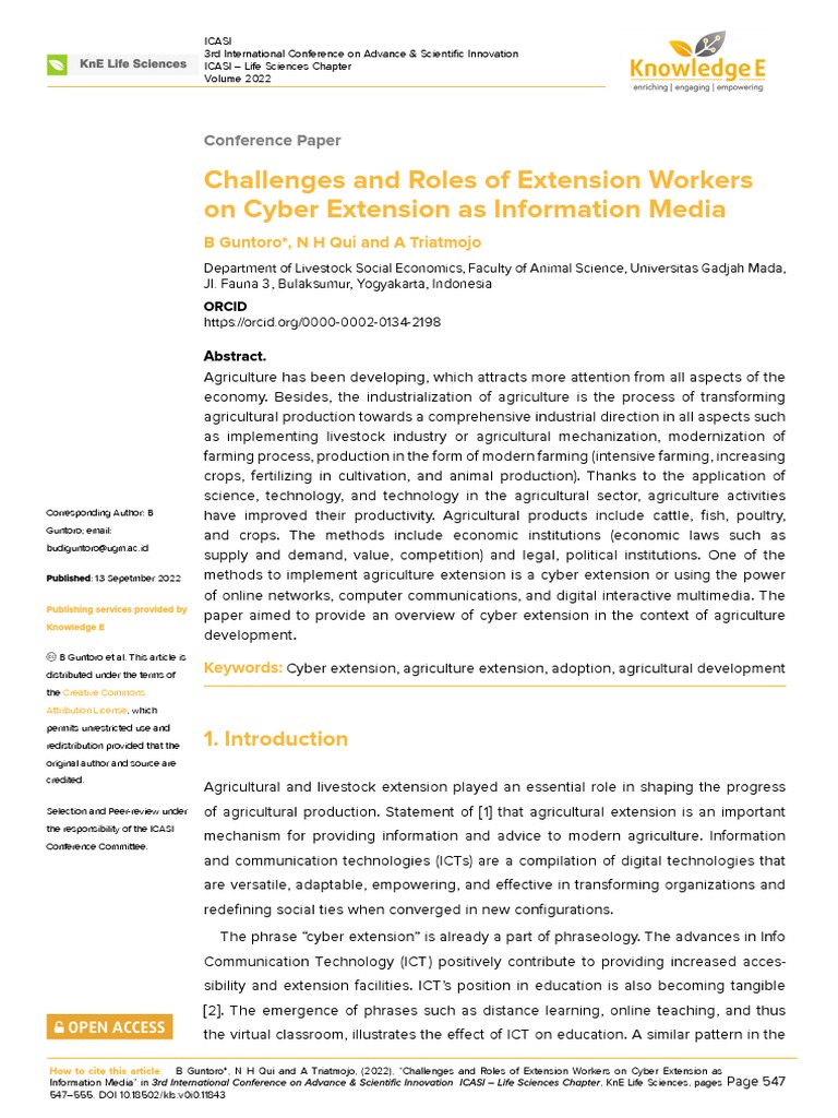Challenges and Roles of Extension Workers | Download Free PDF ...