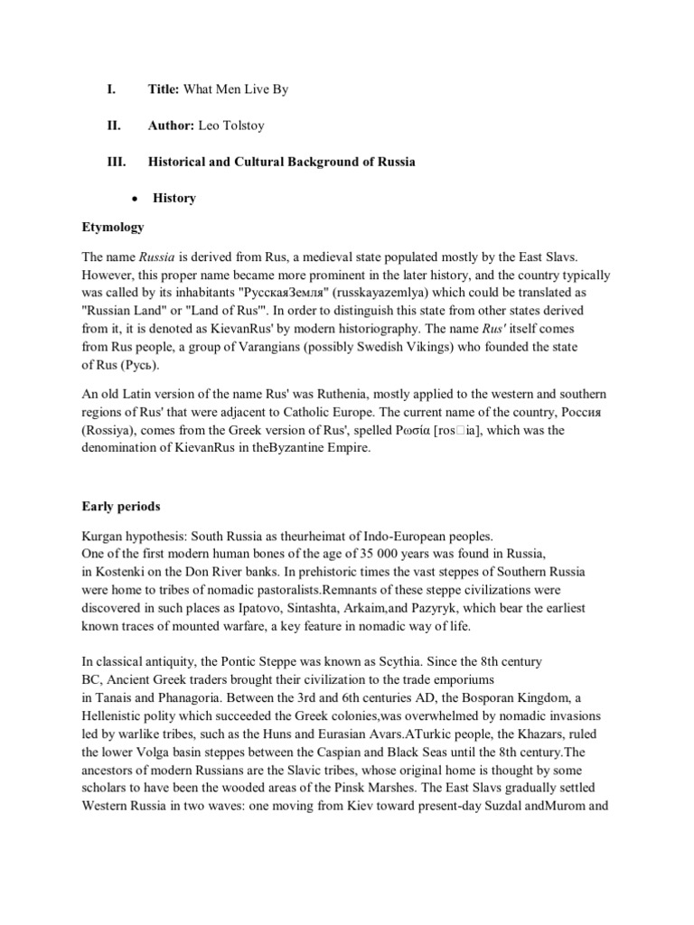 What Men Live by - Leo Tolstoy | PDF | Russian Literature | Russia