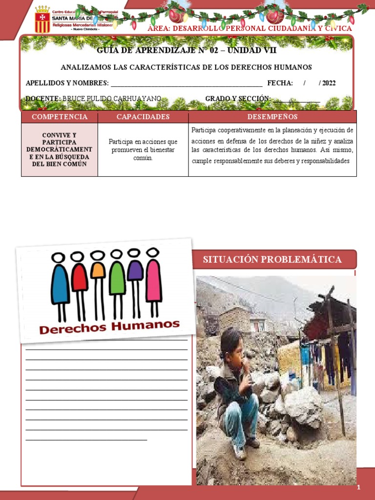 Guia de Aprendizaje N-02 Segundo A-B | PDF | Derechos | Derechos humanos