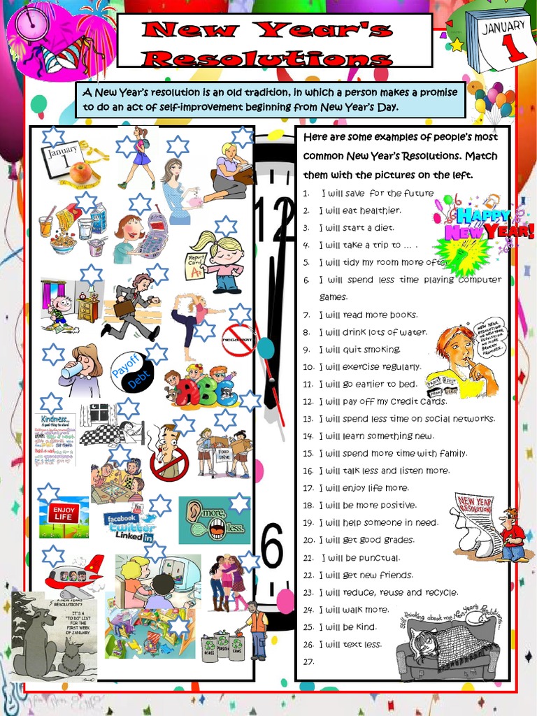 New Years Resolutions Reading Comprehension | PDF