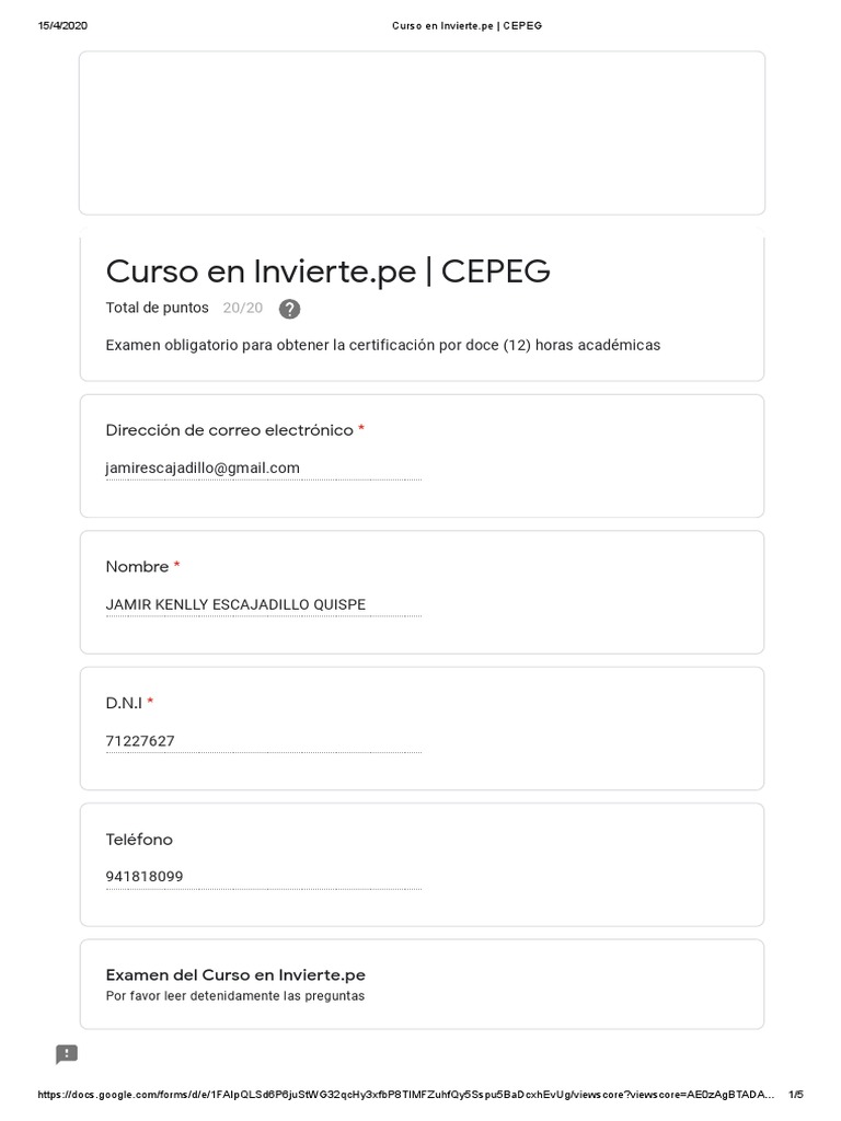 Curso en Invierte - Pe - CEPEG - EXAMEN | PDF | Economias