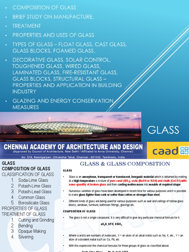 Glass Composition and Properties Guide | PDF | Glasses | Window