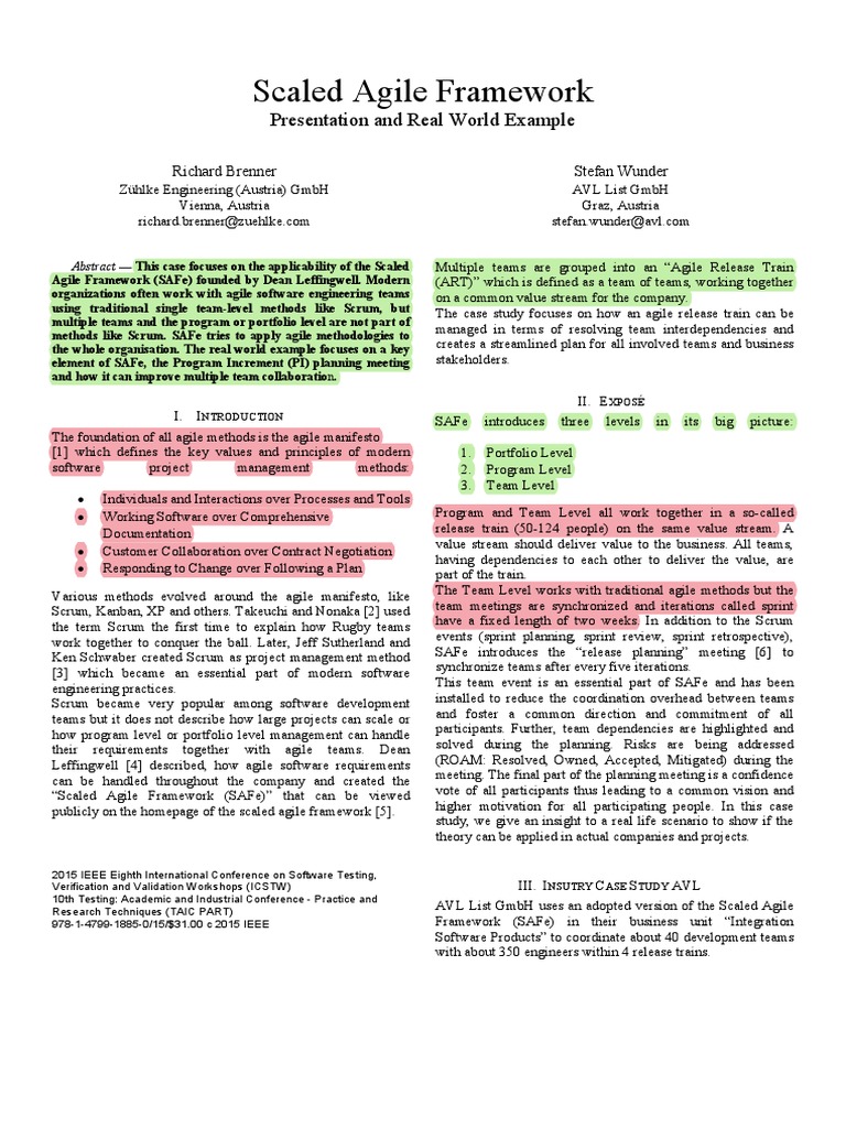 Scaled Agile Framework: Presentation and Real World Example | Download Free PDF | Agile Software ...