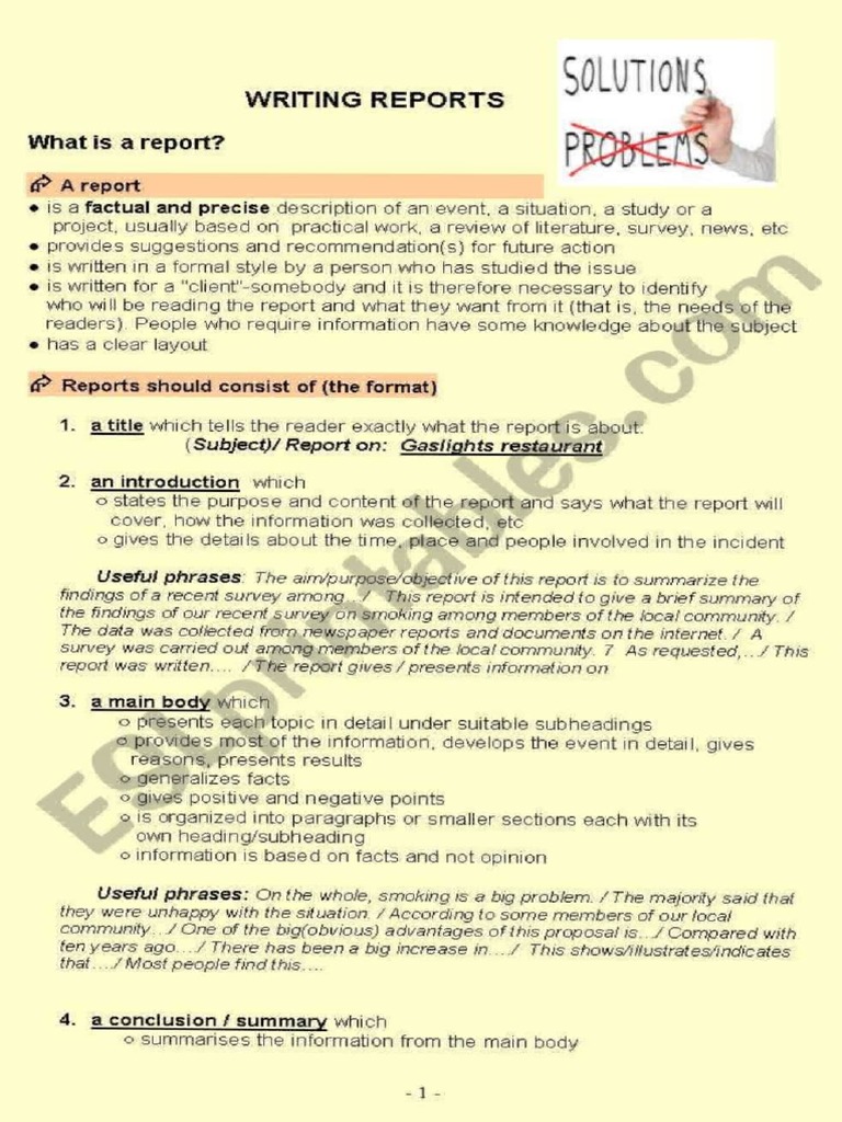 Report Writing Revision Pdf Information Linguistics