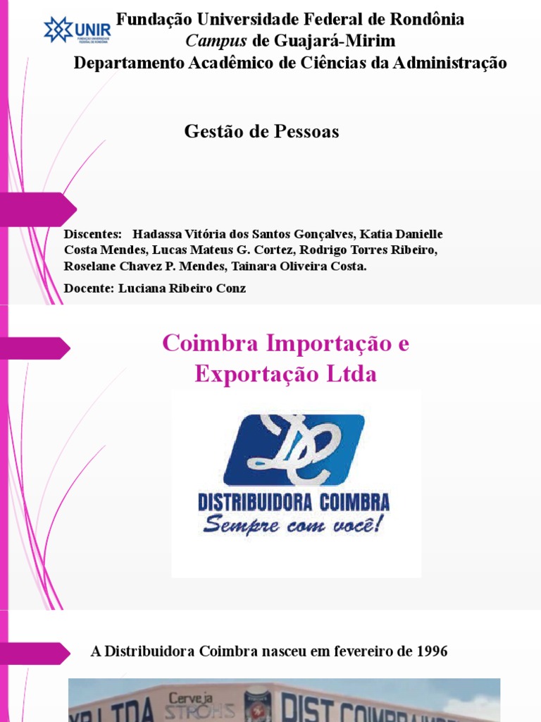 Slide-Distribuidora Coimbra | PDF | Gestão de recursos humanos | Economias