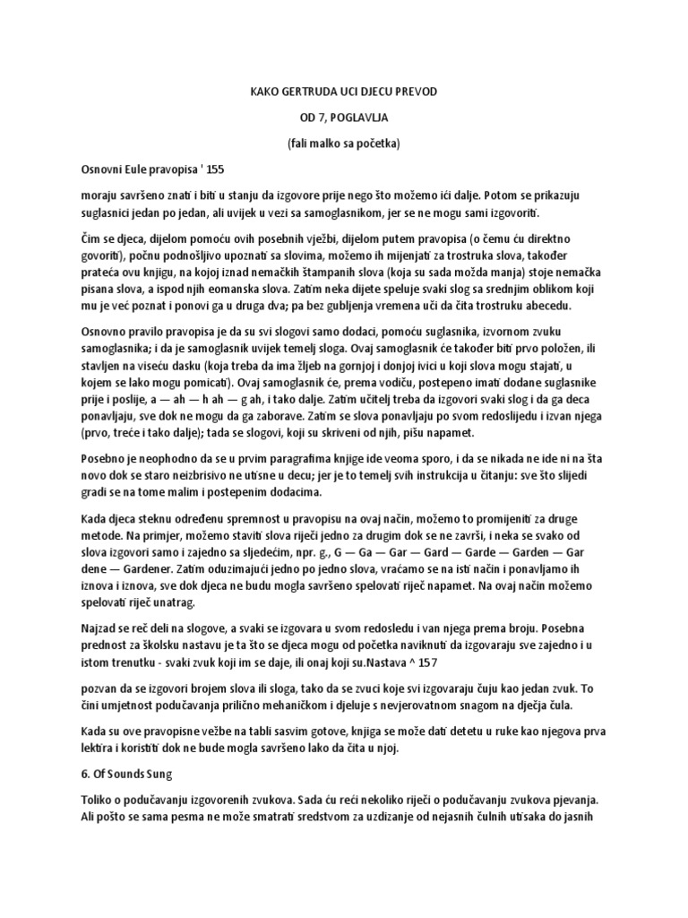 Kako Gertruda Uci Djecu Prevod | PDF