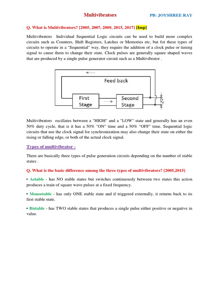 Unit 2.2 Multivibrator | PDF | Electrical Circuits | Electrical Engineering