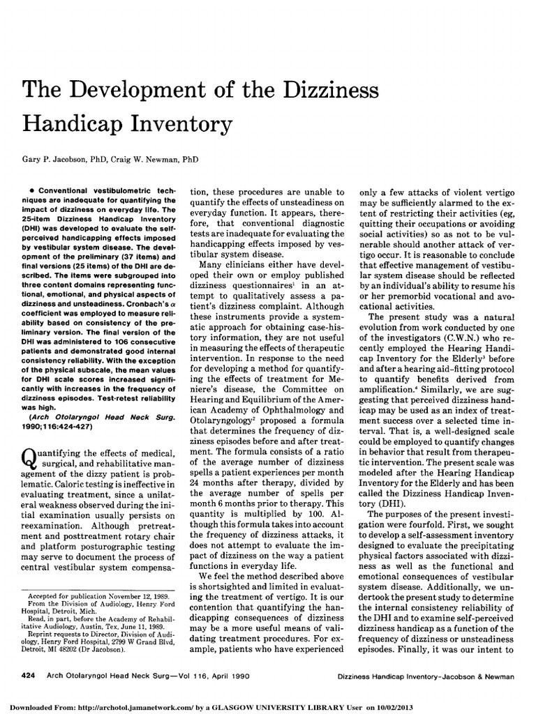 7 - Jacobson1990 - Desarrollo Del Dizziness Handicap Inventory | PDF ...