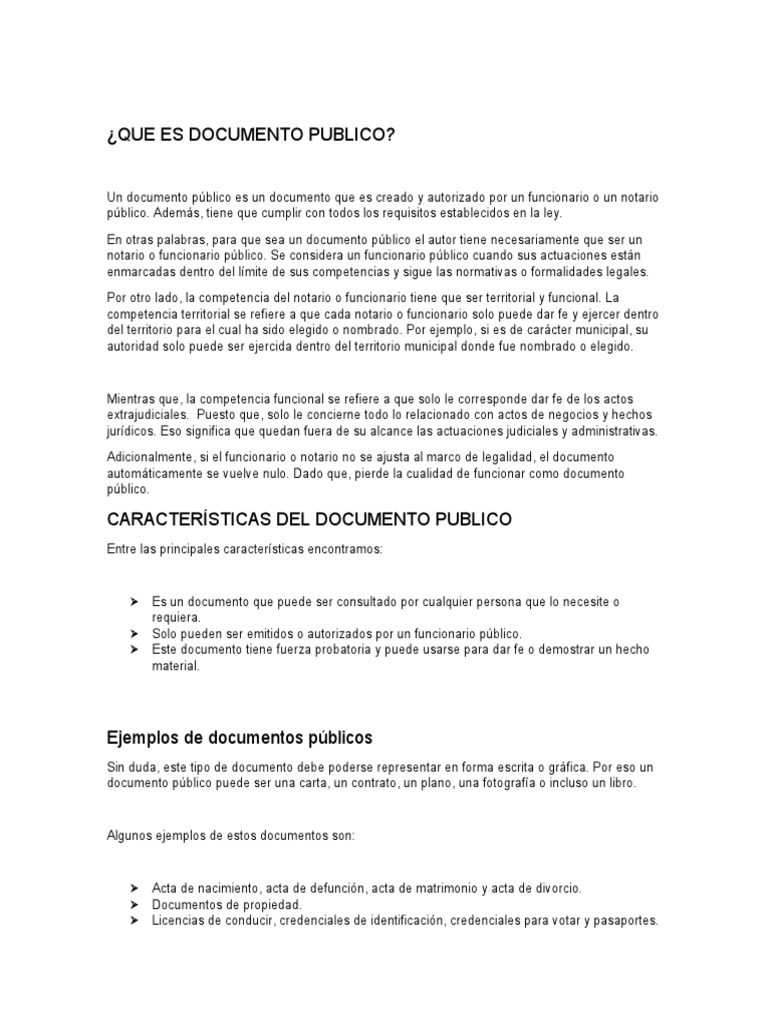 Qué es un Documento Público: Definición y Características | PDF ...