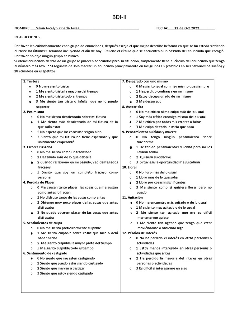 Bdi Ii | Descargar gratis PDF | Dormir