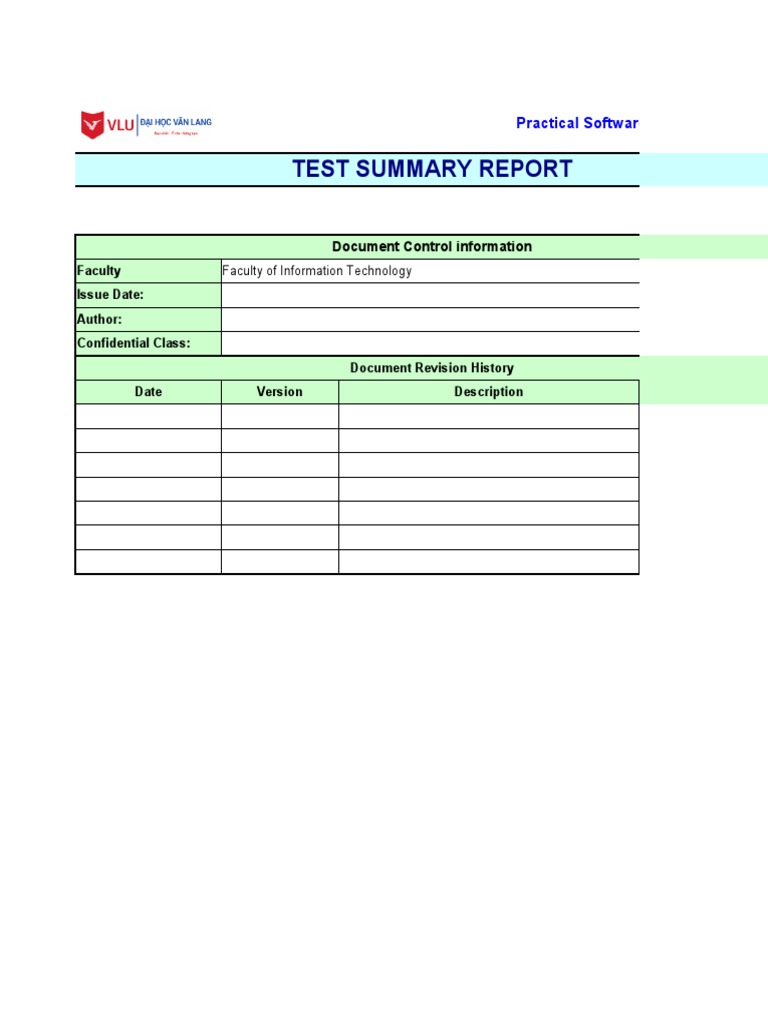 St Test Summary Report Template Pdf