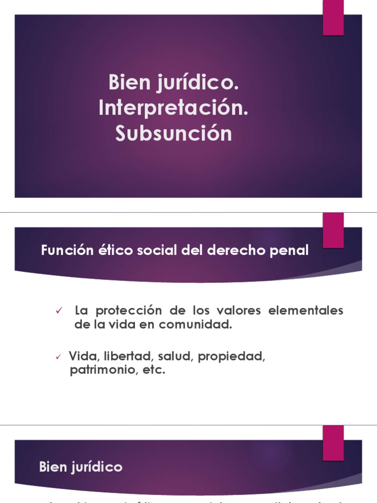 Escuela Judicial. Bien Juridico. Interpretación. Subsunción. | PDF ...