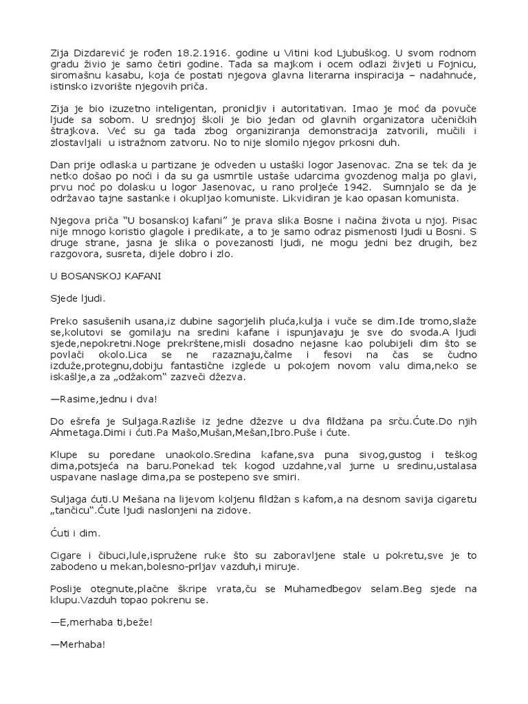 Zija Dizdarević - U Bosanskoj Kafani | PDF