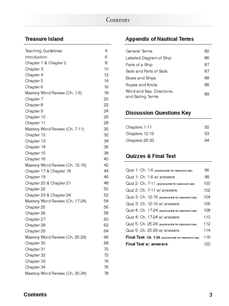 Treasure Island Teacher Sample 1 | PDF | Quiz