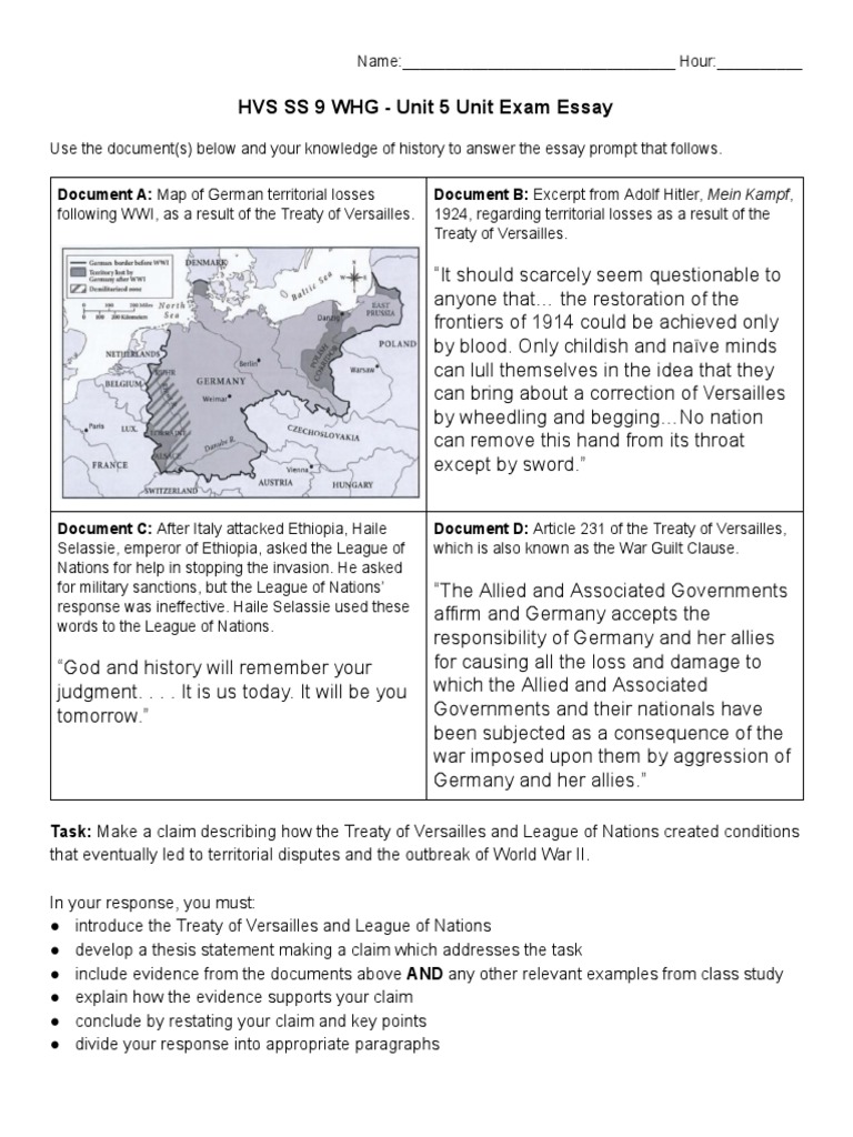 Treaty of Versailles and WWII Causes | PDF | Treaty Of Versailles ...