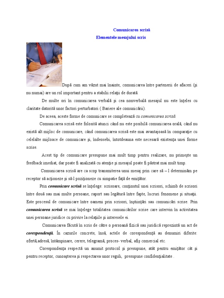 Fisa de Documentare - Comunicarea Scrisă | PDF