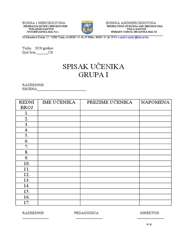 Spisak Učenika Po Grupama | PDF
