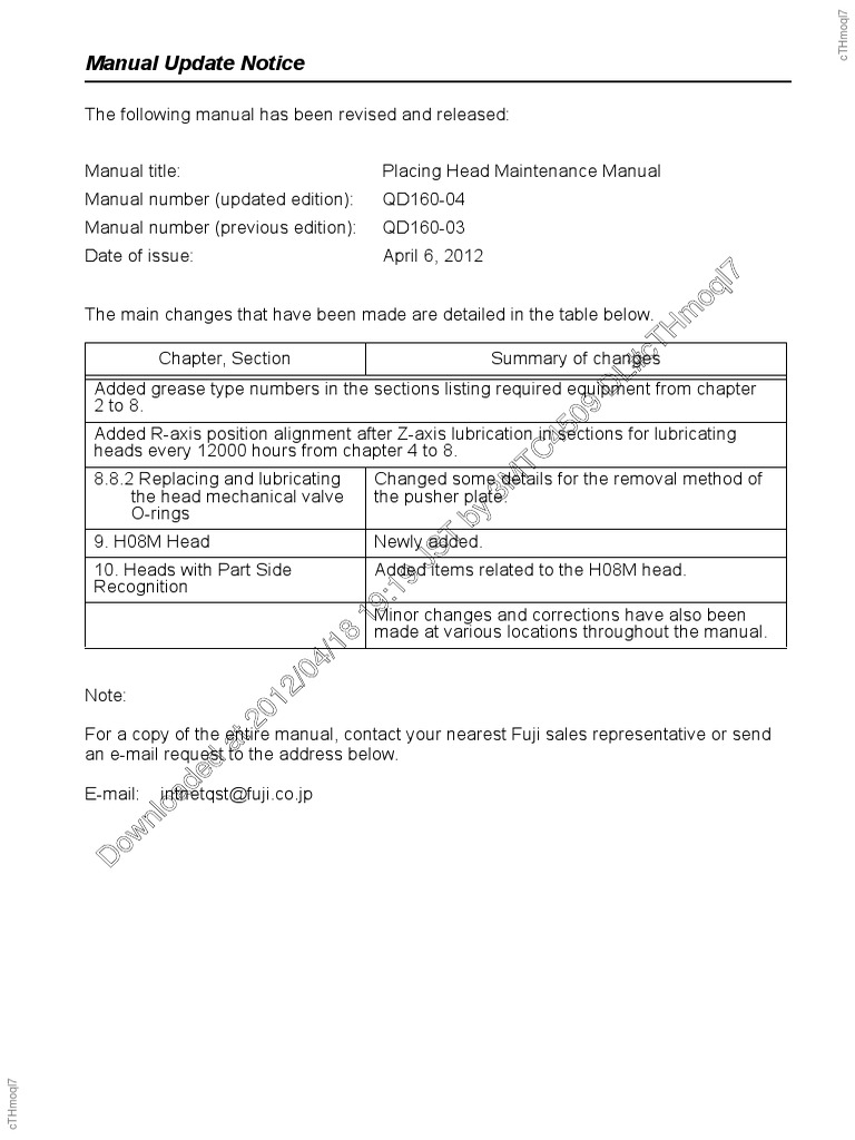 Head Maintenance Manual | PDF | Mechanical Engineering | Equipment