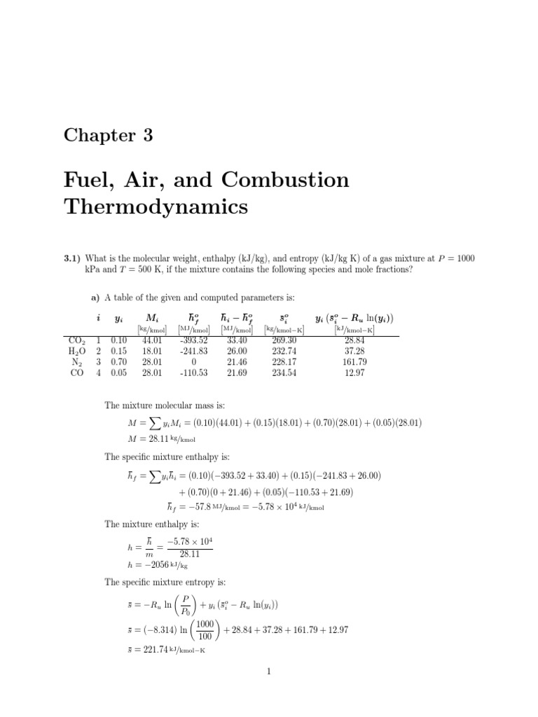 Solutions Manual Internal Combustion Engines: Applied Thermosciences Chapter 3 | PDF ...
