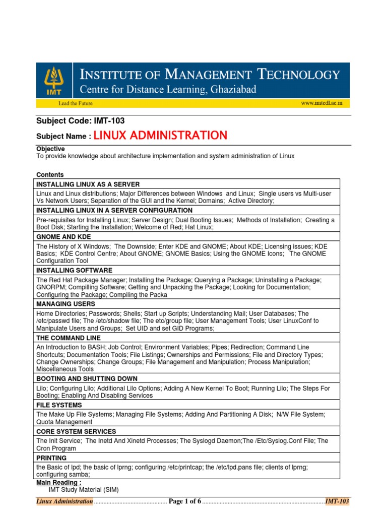 Imt 103 | PDF | Linux | Linux Distribution