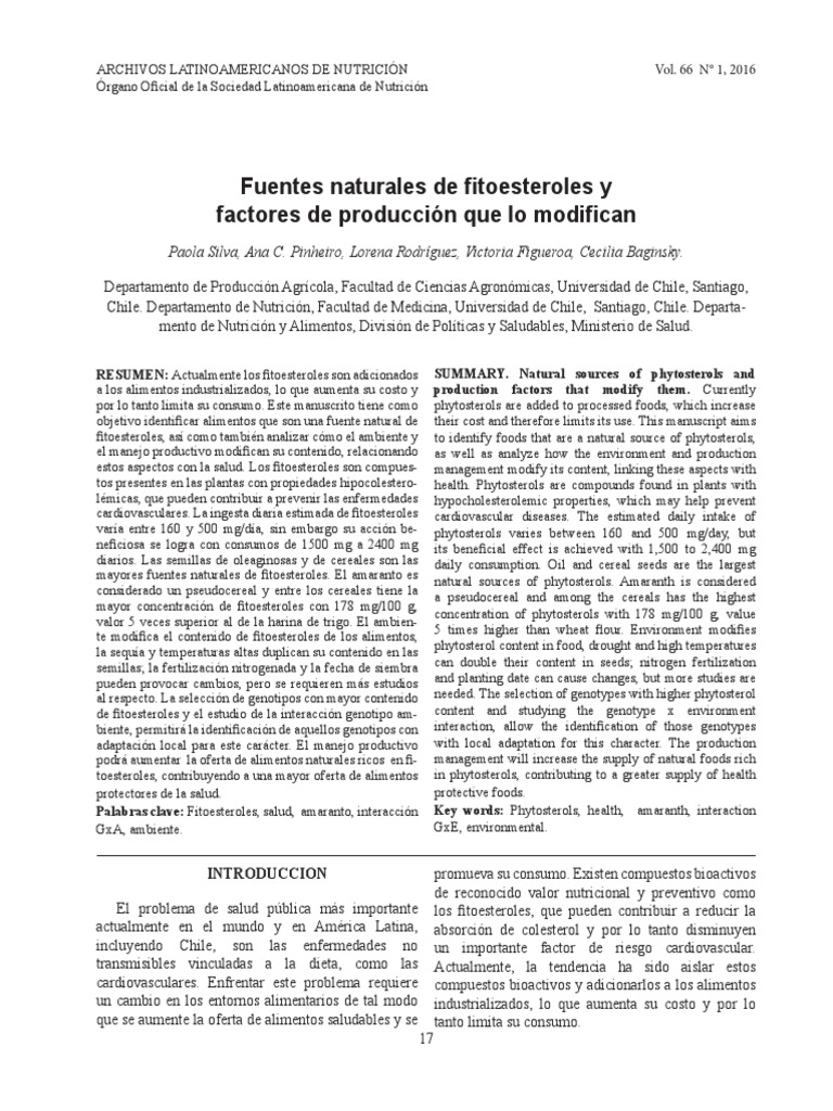Lectura 1 Propiedades de Los Fitoesteroles | PDF | Grasa saturada ...