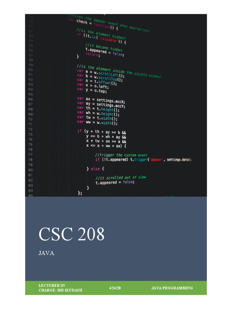 Csc 208 Java Programming Pdf Method Computer Programming Object Oriented Programming