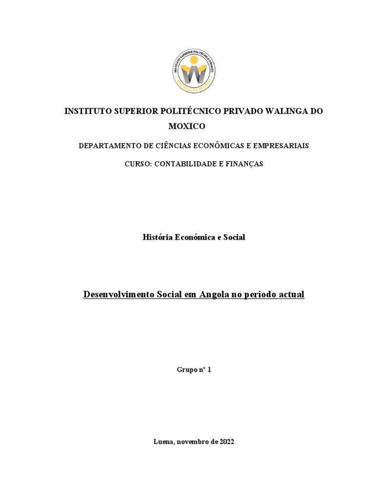 O Desenvolvimento Social Em Angola Na Actualidade Pdf Angola