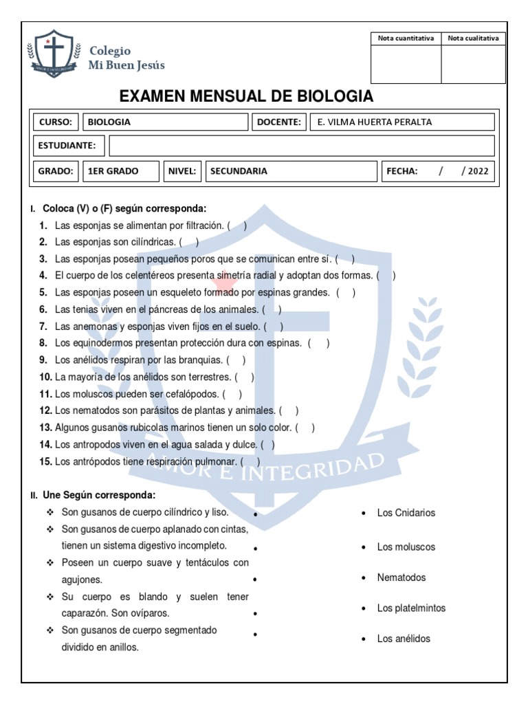 Biologia 1ero Secundaria | PDF