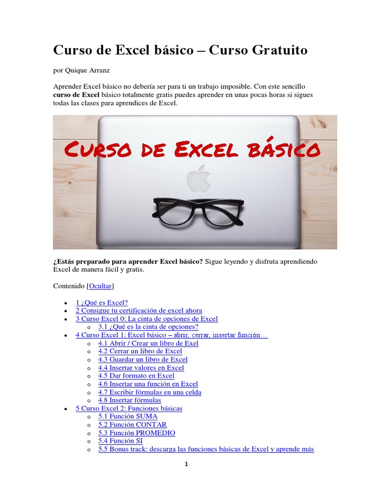 Curso de Excel Básico | PDF | Microsoft Excel | Archivo de computadora