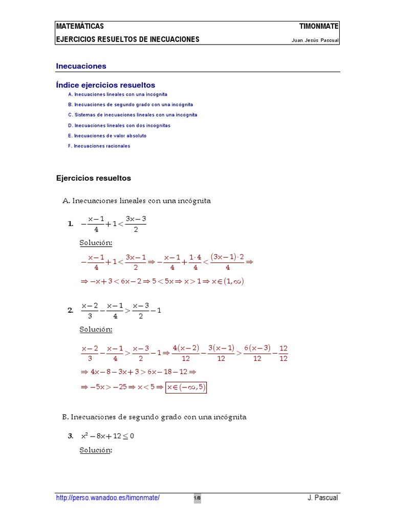 Inecuaciones Resuelta Caculo 3 | PDF | Ecuaciones | Intervalo (Matemáticas)