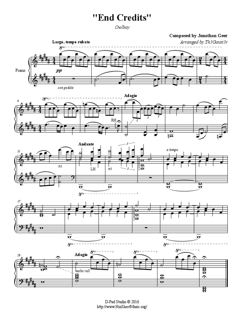 End Credits | PDF | Tempo | Performing Arts