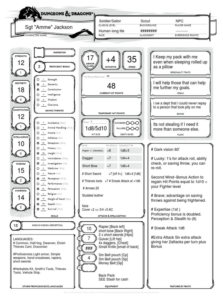 DND - 5E - Soldier SGT | PDF