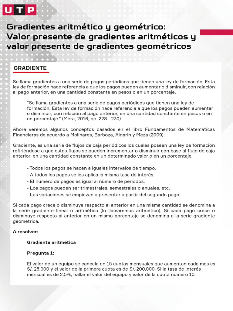Gradientes Aritmético y Geométrico: Valor Presente de Gradientes ...