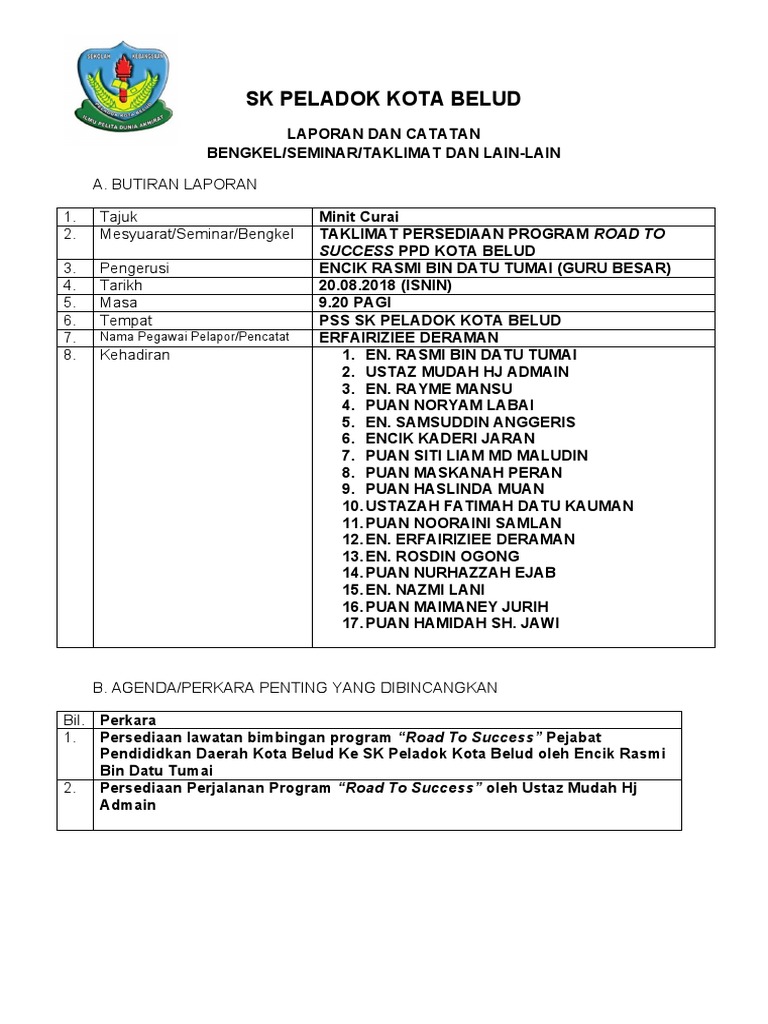 Laporan Taklimat Program Sekolah | PDF