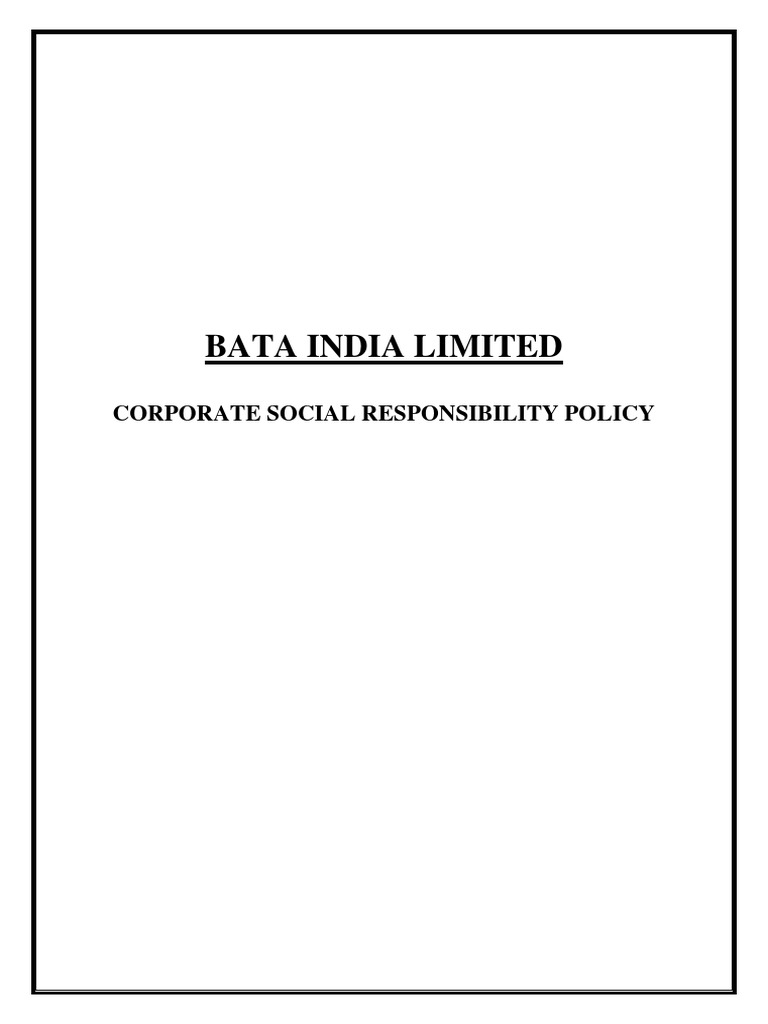 BATA India CSR Policy Overview | PDF | Corporate Social Responsibility ...
