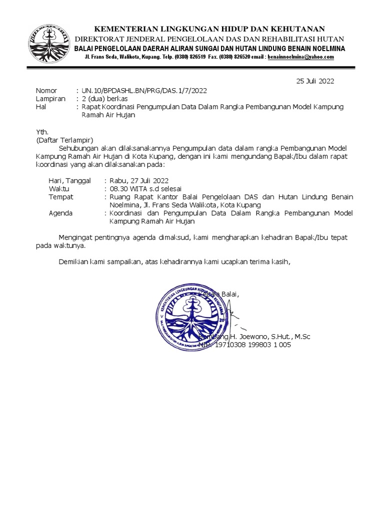 Undangan Rakor KRAH Dan KAK | PDF