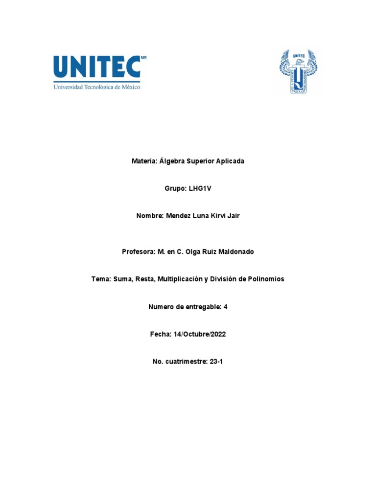 ENTREGABLE4 | PDF | Álgebra abstracta | Matemáticas