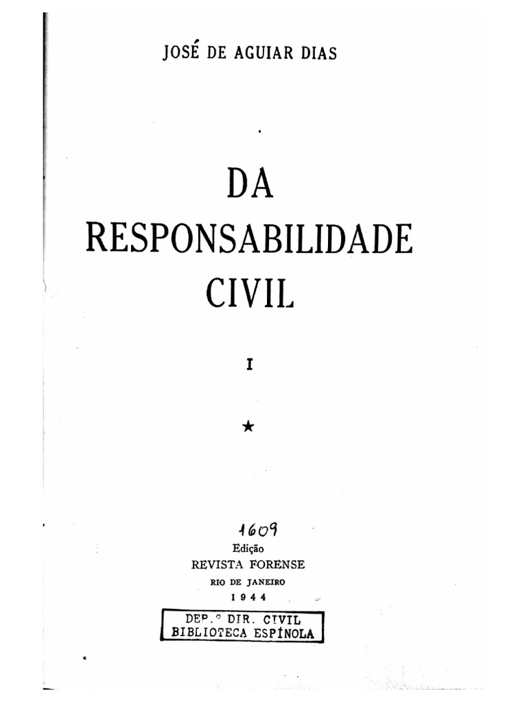 Da Responsabilidade Civil - José de Aguiar Dias | PDF