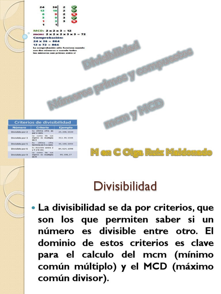 Divisibilidad, Números Primos y Compuestos, MCM y MCD - Álgebra Superior Aplicada - 23-1 | PDF ...