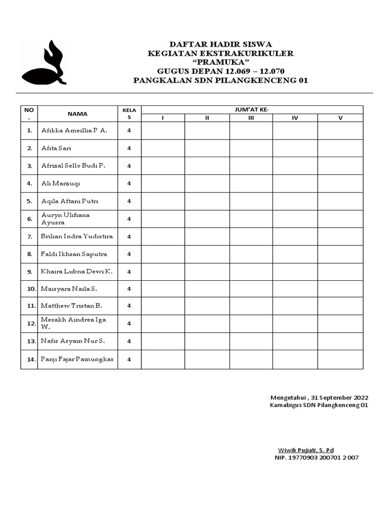 DAFTAR HADIR Pramuka | PDF