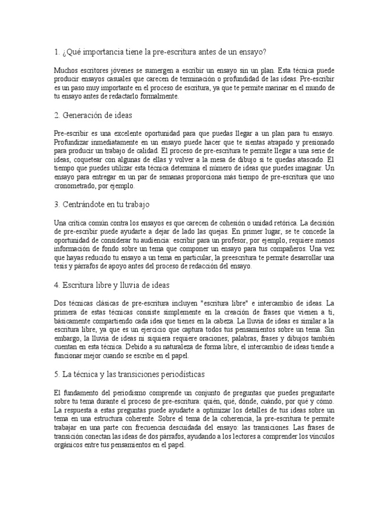 La Preescritura - Teoría de Clase | PDF | Ensayos | Coma