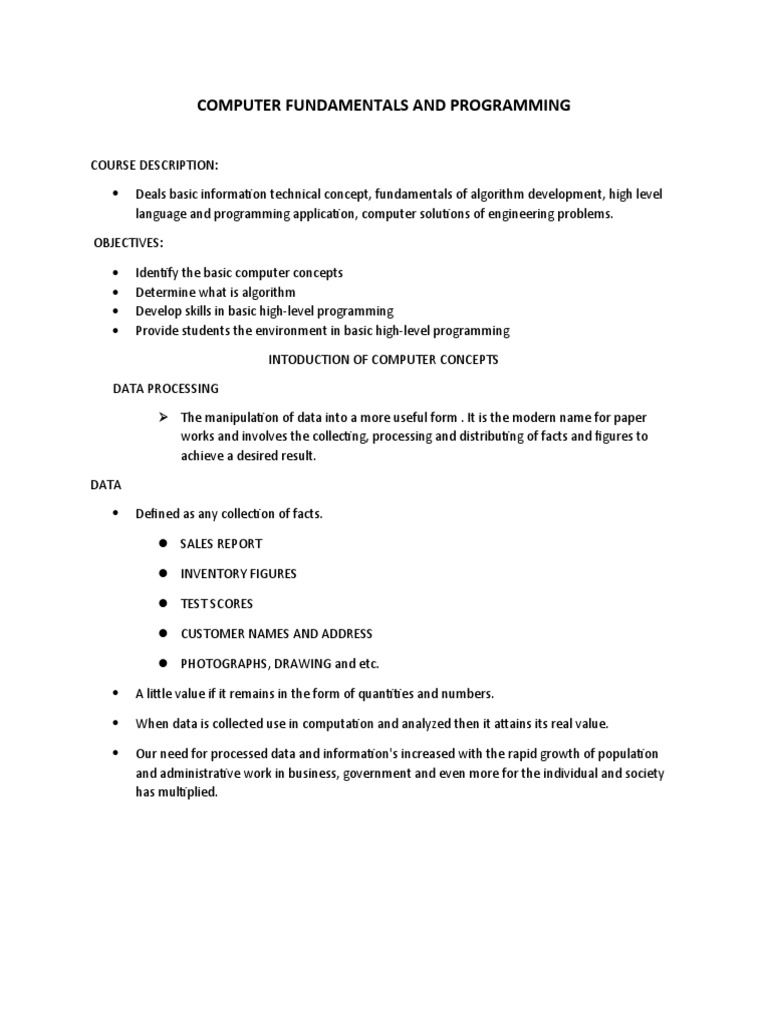 Computer Fundamentals and Programming | Download Free PDF | Computer ... Computer Fundamentals and Programming | Download Free PDF | Computer ...