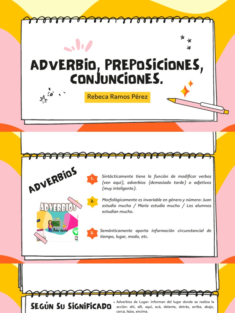 Adverbios, Preposición, Conjunción | PDF | Adverbio | Preposición y Postposición
