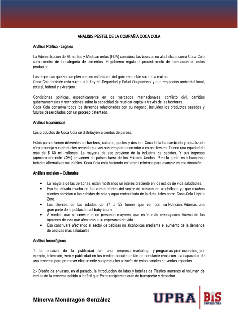 ANALISIS PESTEL | PDF | Coca Cola