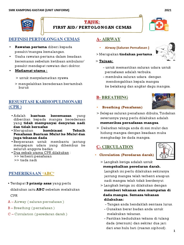 Nota First Aid Pertolongan Cemas | PDF