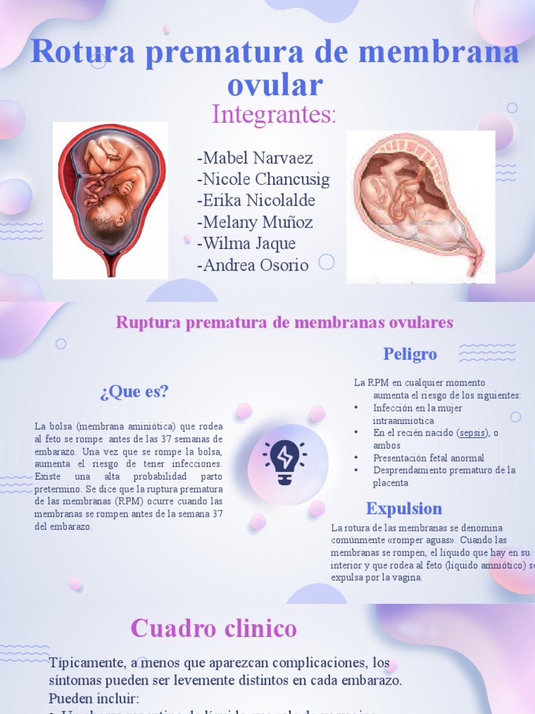 Rotura Prematura de Membrana Ovulares - Exposición | PDF | Parto | El ...