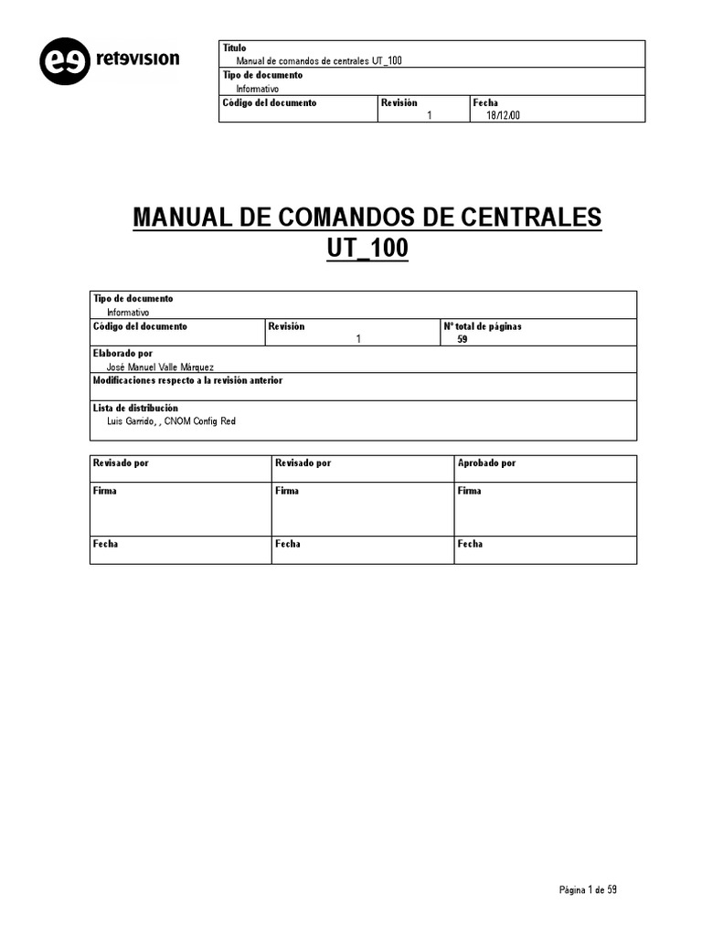 Manual de Comandos de Comandos de Centrales UT - 100 | PDF | Programación de computadoras ...